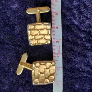 Accessories | Vintage Mens Cufflinks 1k Gold Plated Brutalist Brick ...